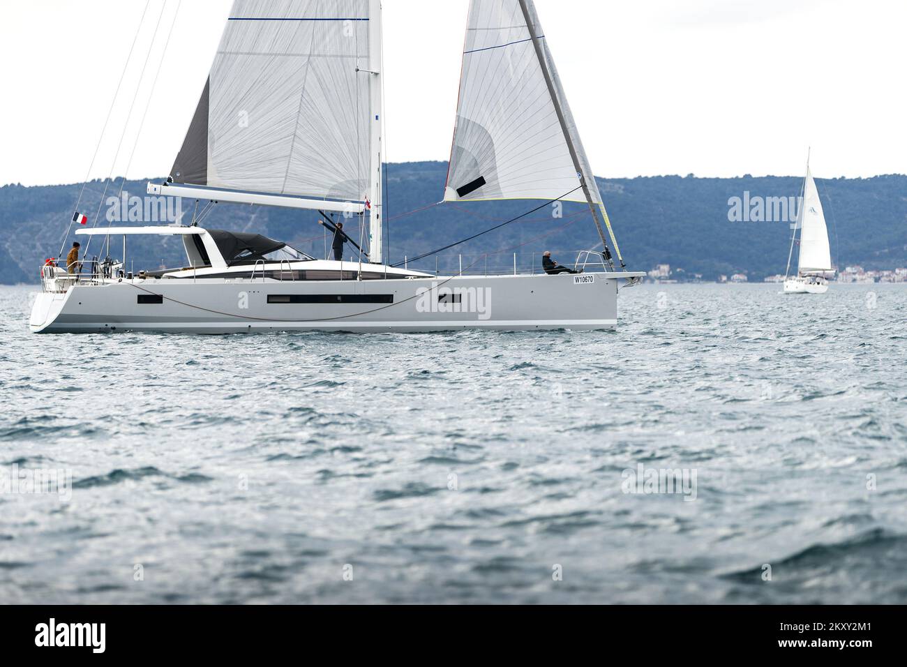 View of the sailboat Jeanneau 65 during its world premiere in Kastela ...