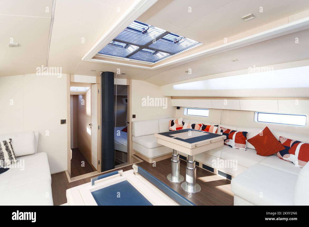 Interior of the Jeanneau 65 sailboat during its world premiere in ...