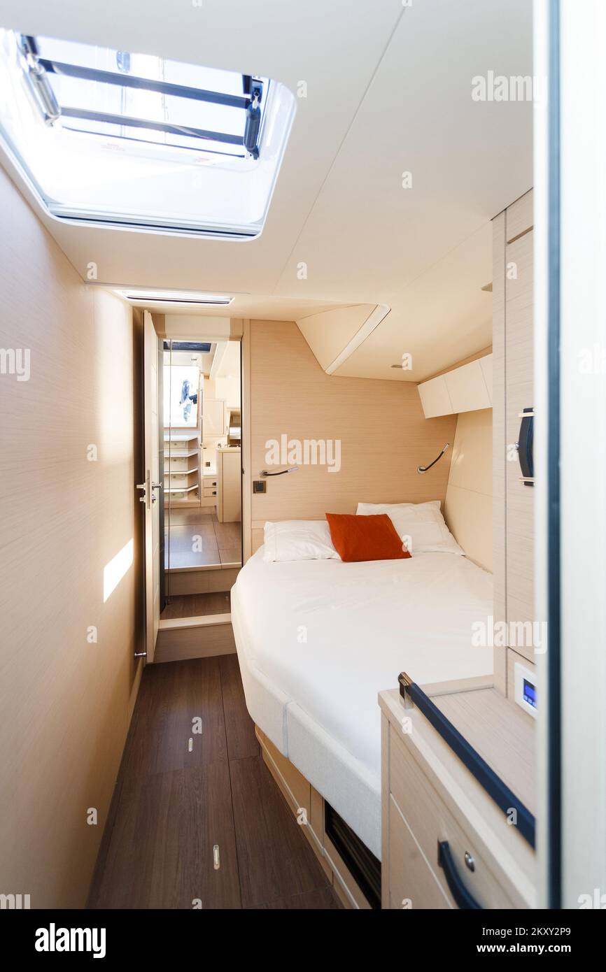 Interior of the Jeanneau 65 sailboat during its world premiere in ...
