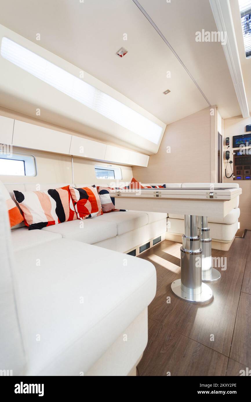 Interior of the Jeanneau 65 sailboat during its world premiere in ...