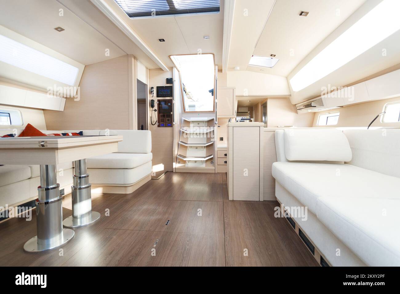 Interior of the Jeanneau 65 sailboat during its world premiere in ...