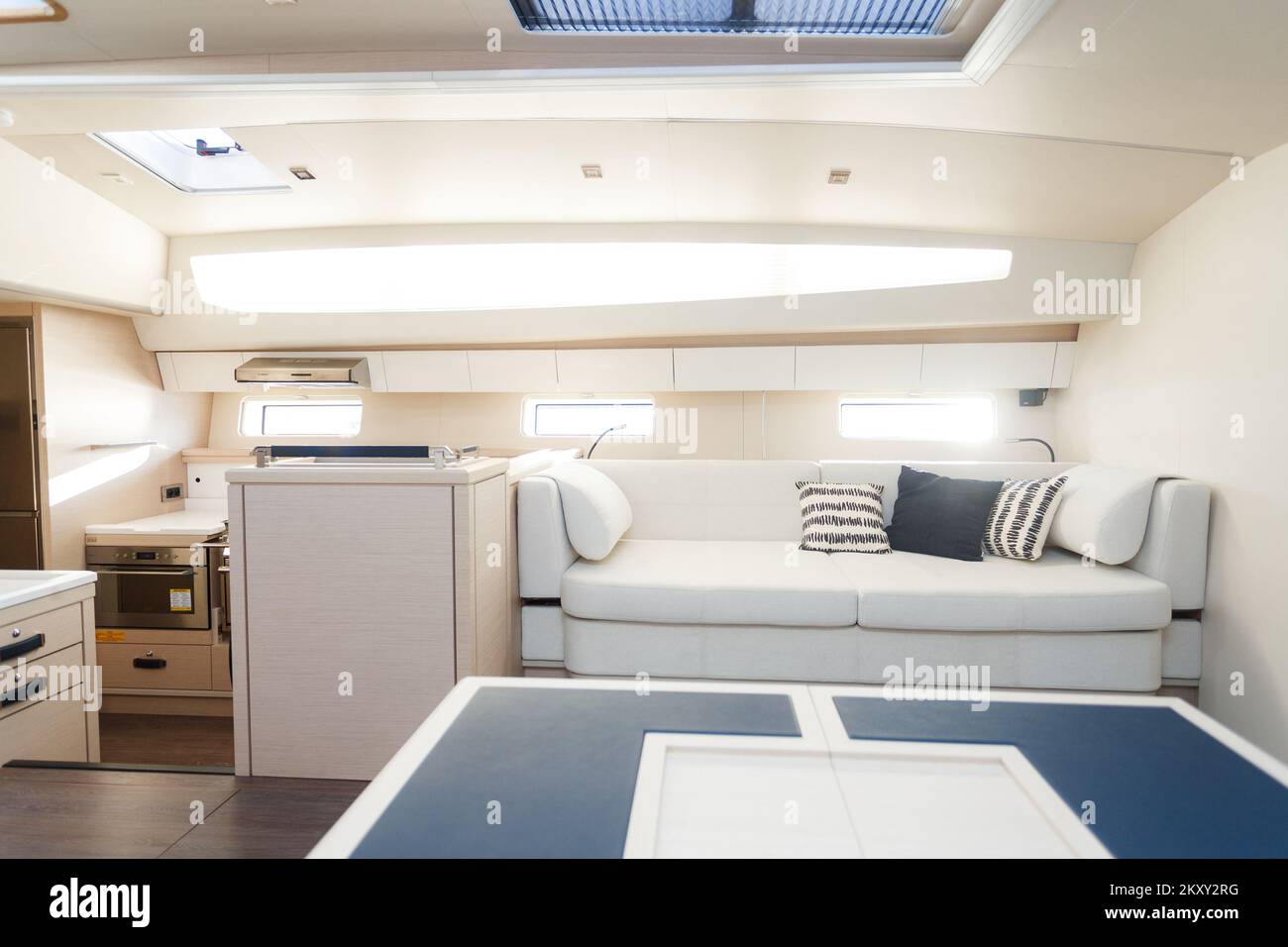 Interior of the Jeanneau 65 sailboat during its world premiere in ...