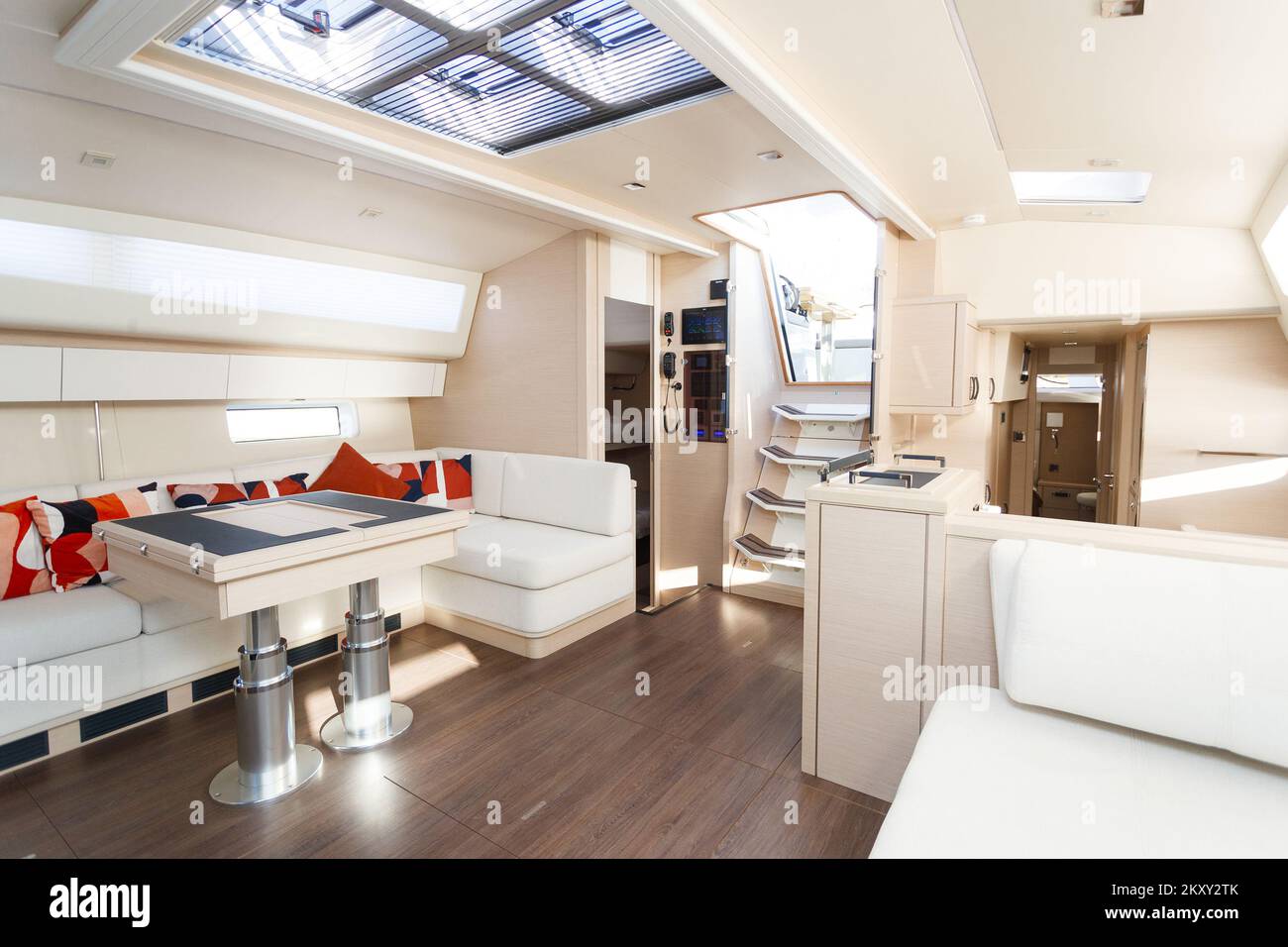Interior of the Jeanneau 65 sailboat during its world premiere in ...
