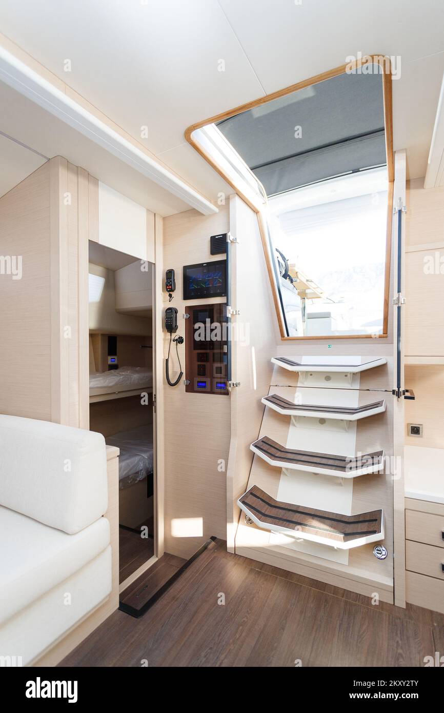 Interior of the Jeanneau 65 sailboat during its world premiere in ...