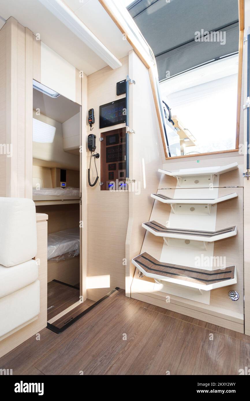 Interior of the Jeanneau 65 sailboat during its world premiere in ...