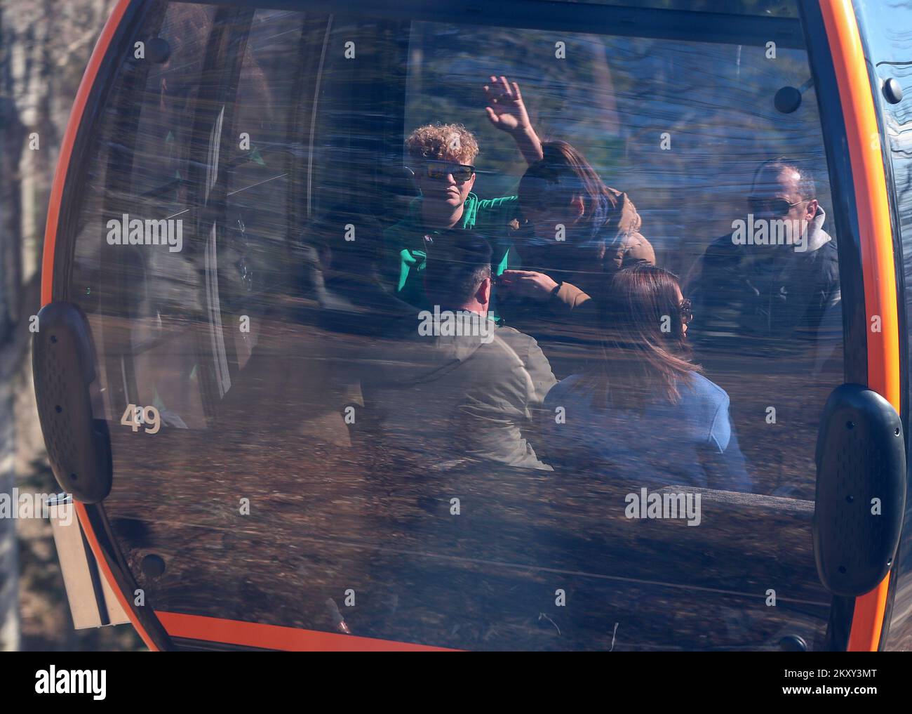 People ride the cable car during opening of the Sljeme cable car, in ...