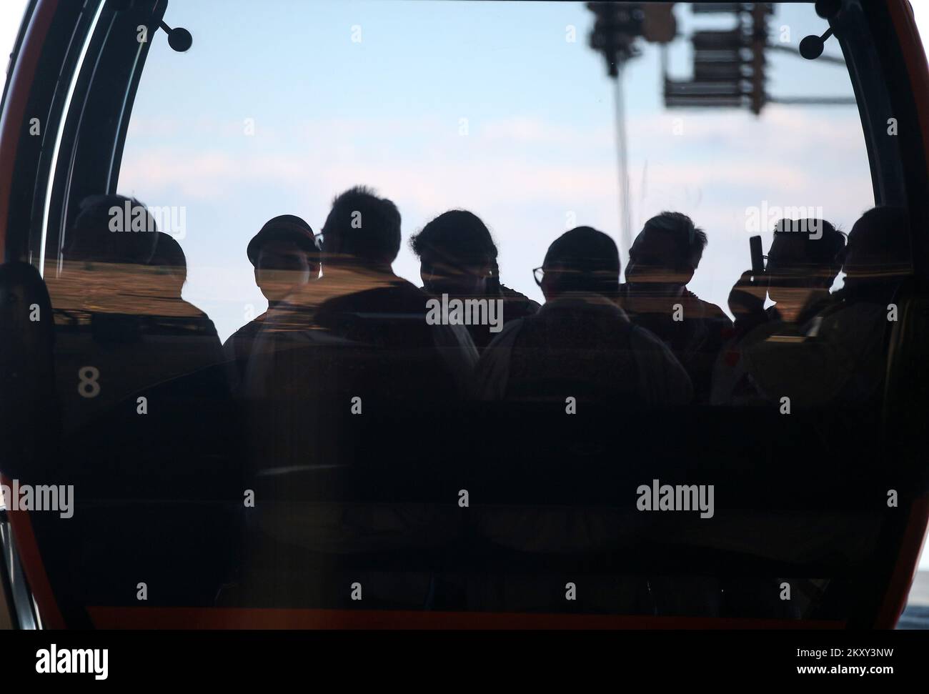 People ride the cable car during opening of the Sljeme cable car, in ...
