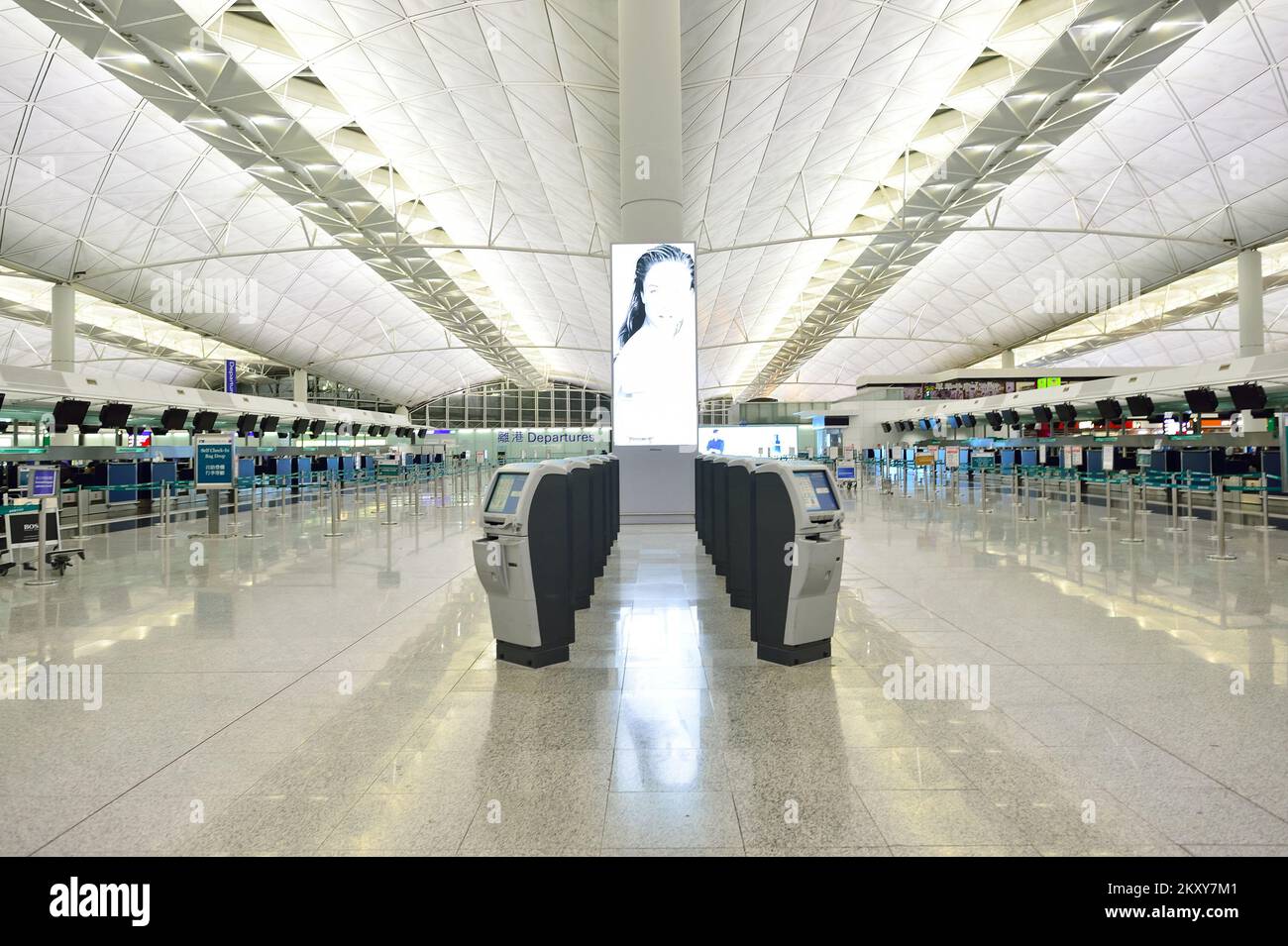 HONG KONG - JUNE 04, 2015: Hong Kong International Airport interior ...