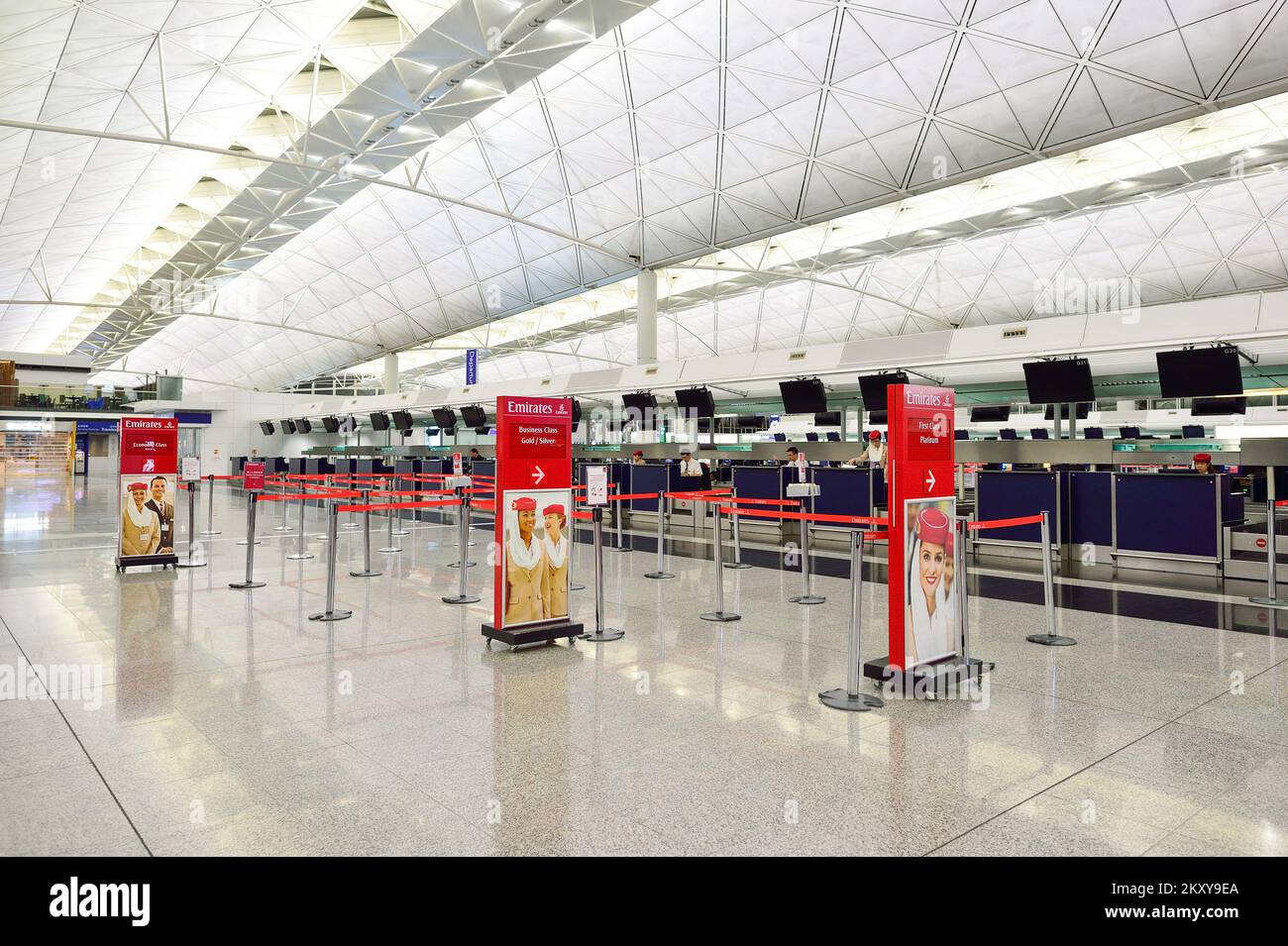 HONG KONG - SEPTEMBER 09, 2015: Emirates check-in counter design ...