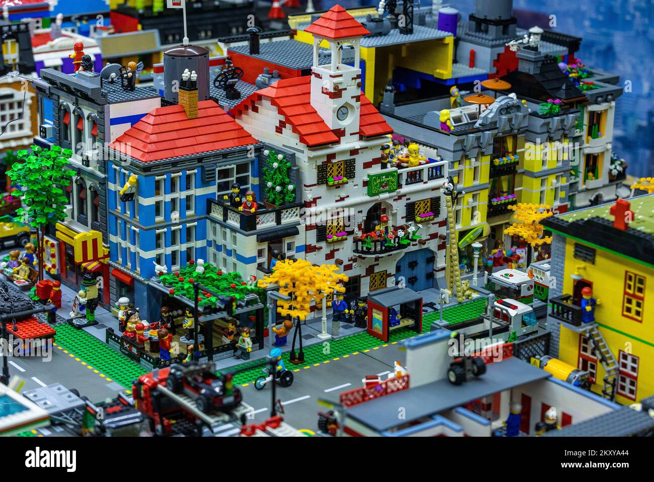 Photo taken on February 07, 2022 shows a 5 meter long Lego City made by ...