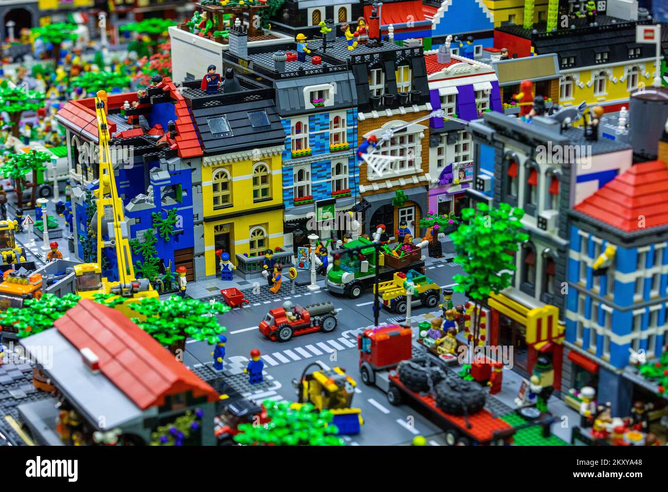 Photo taken on February 07, 2022 shows a 5 meter long Lego City made by ...