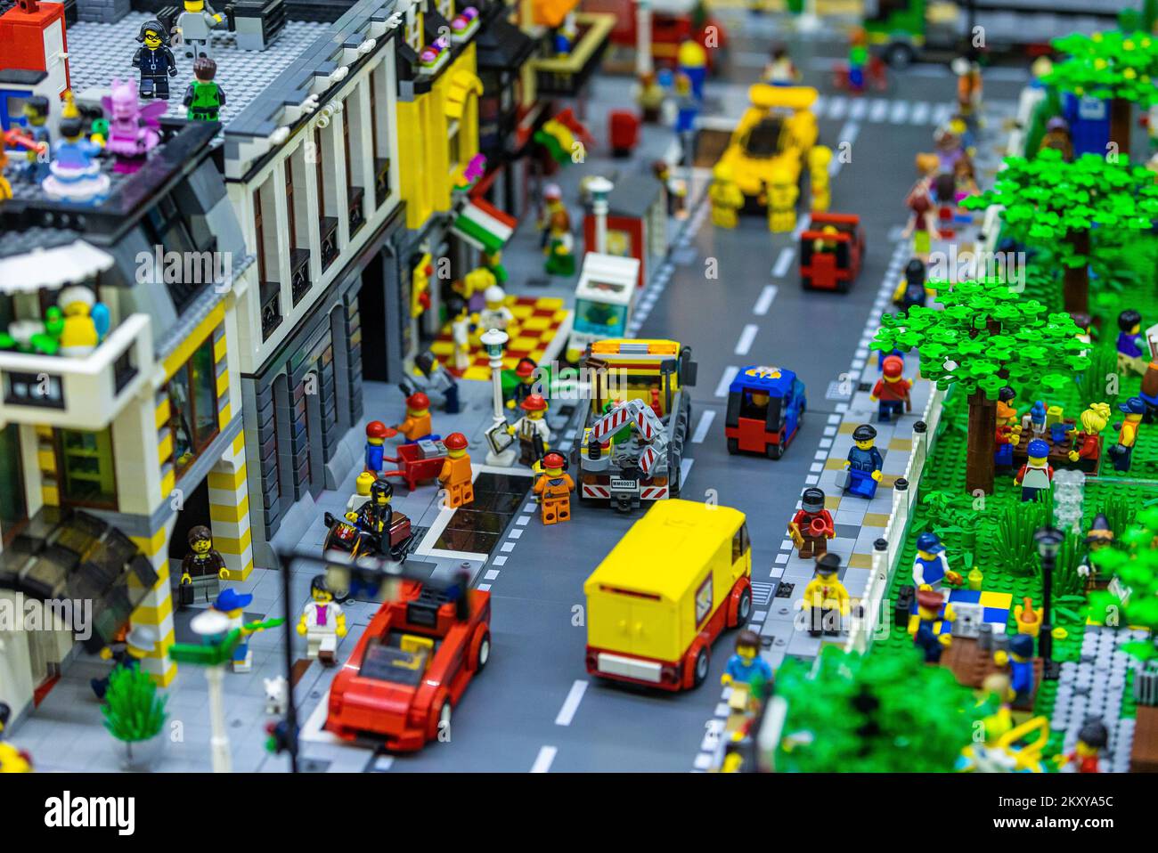 Photo taken on February 07, 2022 shows a 5 meter long Lego City made by ...