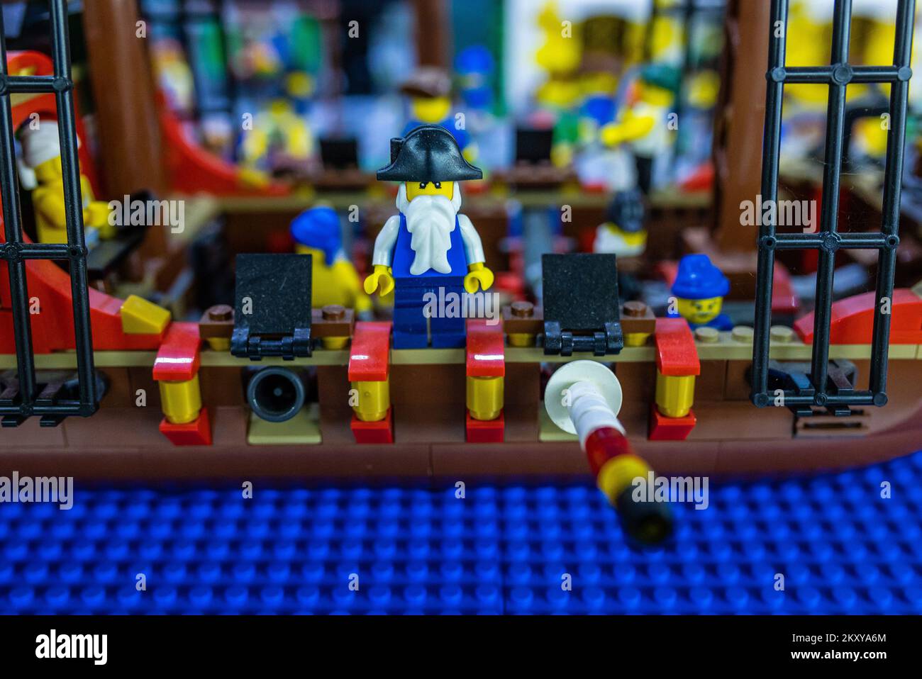 Photo taken on February 07, 2022 shows a 5 meter long Lego City made by ...