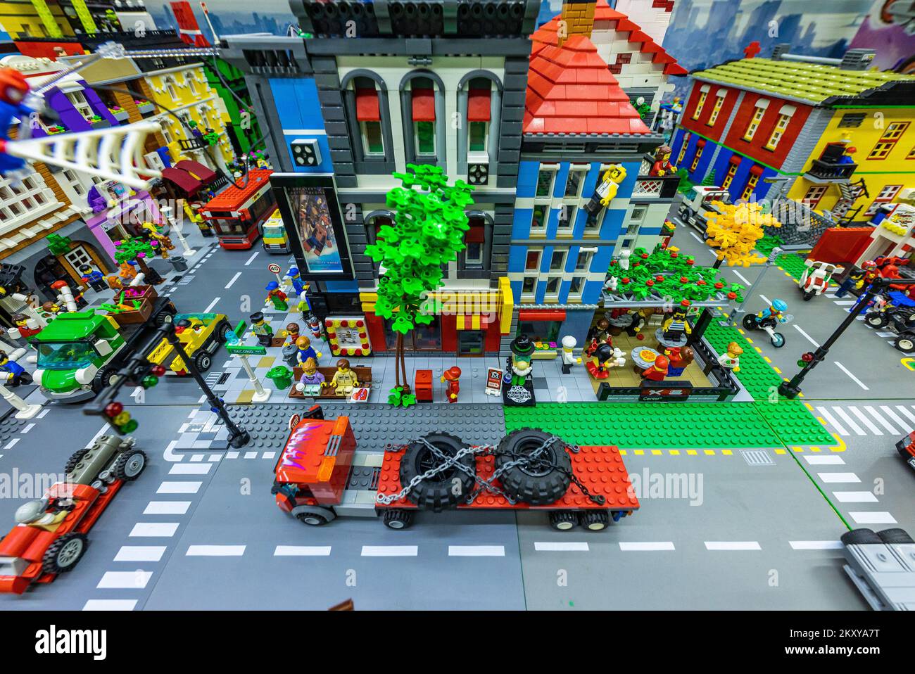 Photo taken on February 07, 2022 shows a 5 meter long Lego City made by ...