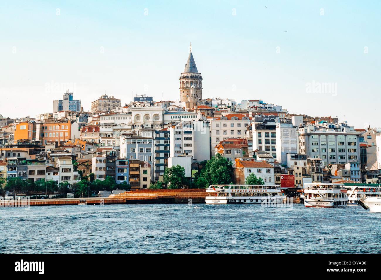 Istanbul city skyline in Turkey, Beyoglu district old houses with ...
