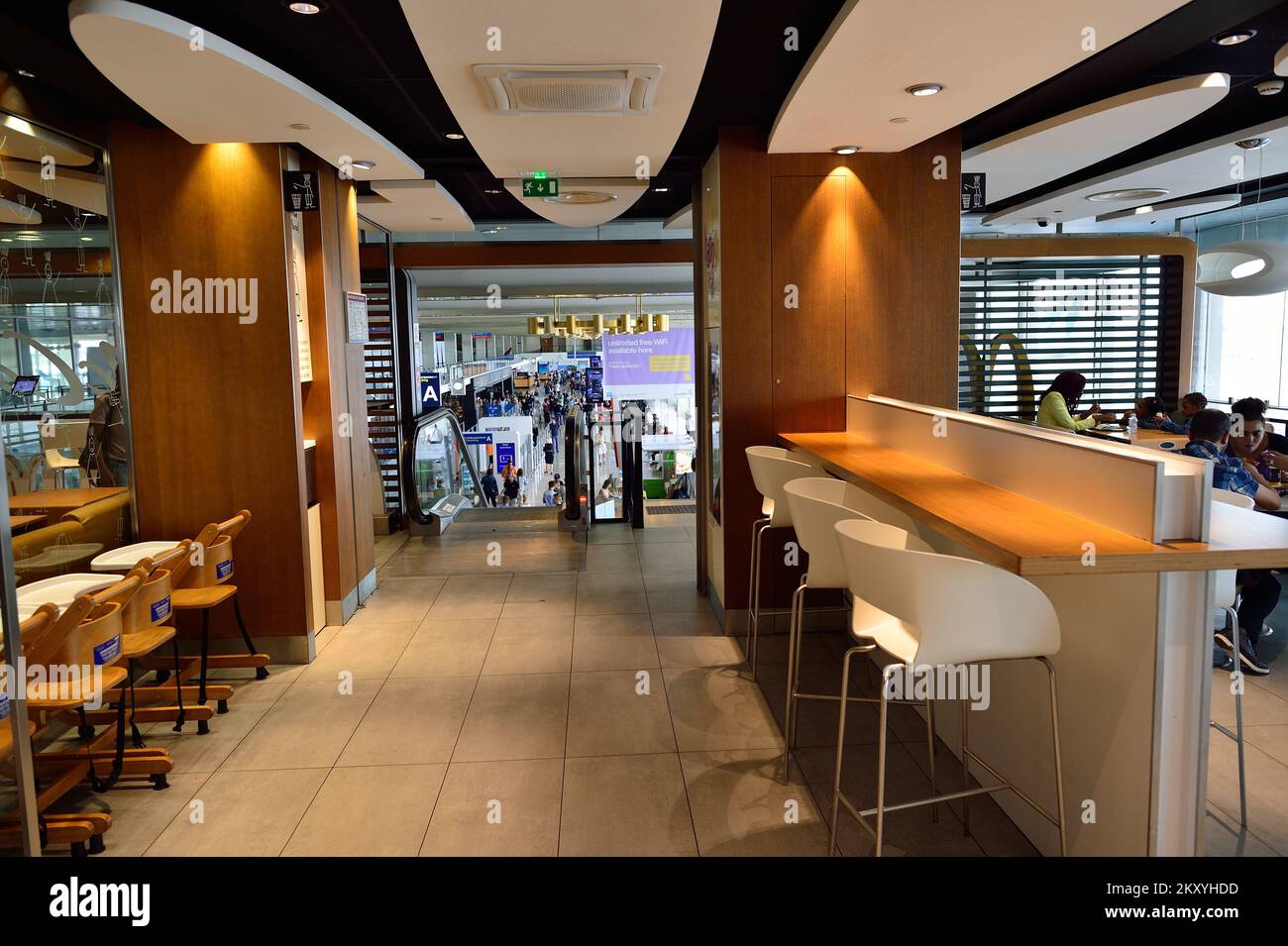 PARIS - AUGUST 08, 2015: McDonald's restaurant interior. McDonald's is ...