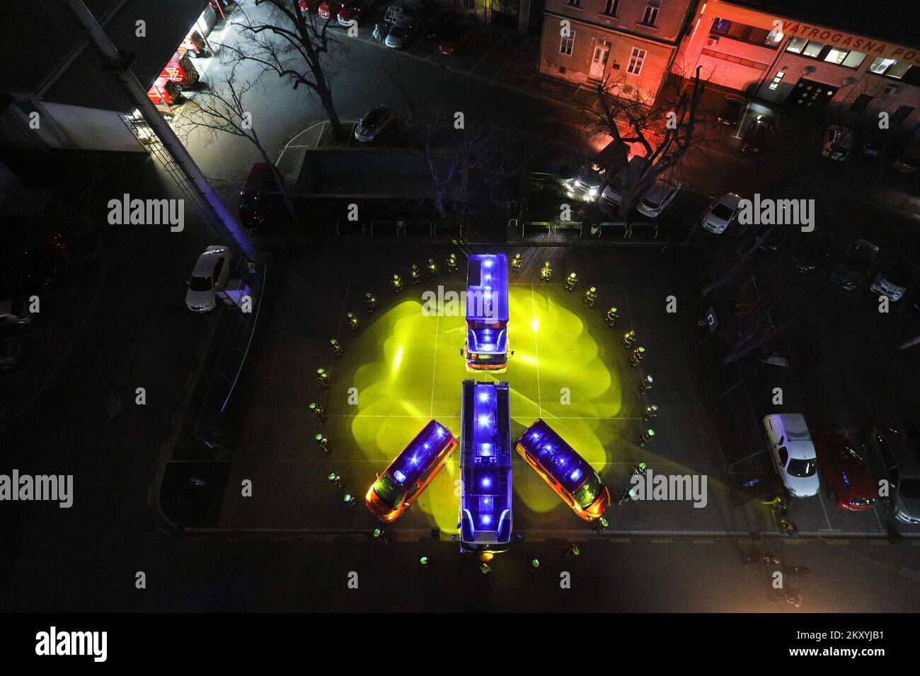 The Zagreb Fire Brigade made illuminated peace installation with fire ...