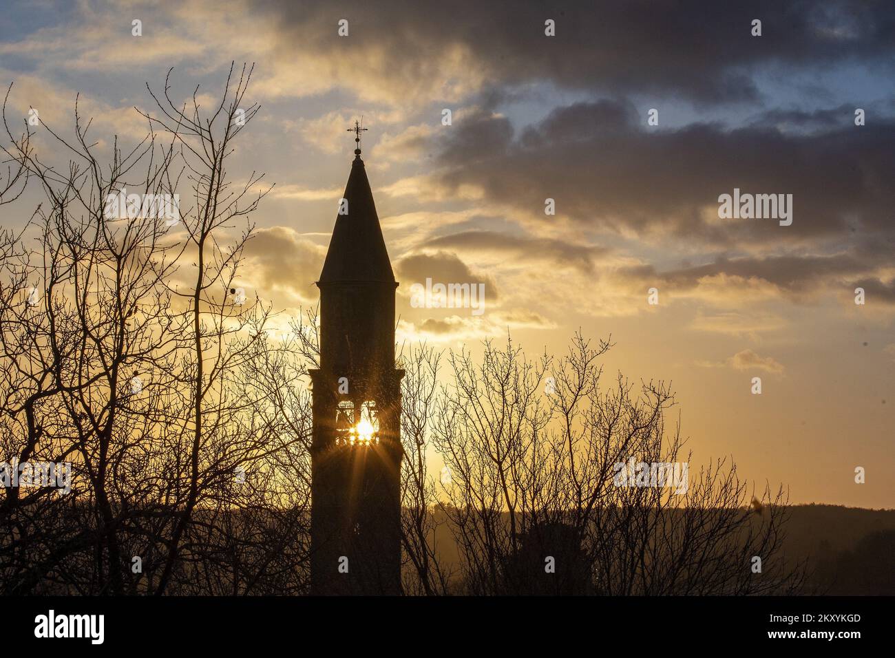 A photo shows the church in the village of Spina where it turns to the ...