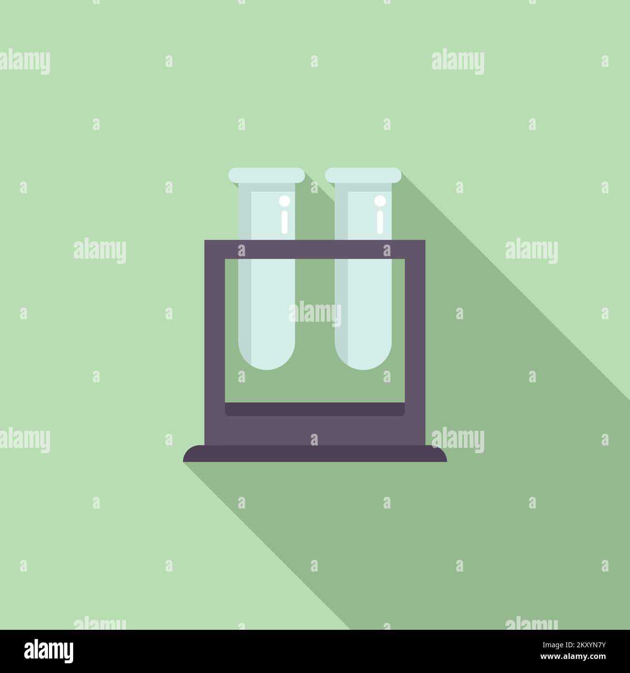 Test tube stand icon flat vector. Lab research. Genetic equipment Stock ...