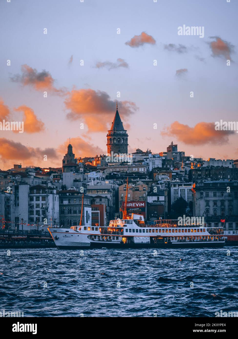 Istanbul city skyline in Turkey, Beyoglu district old houses with ...