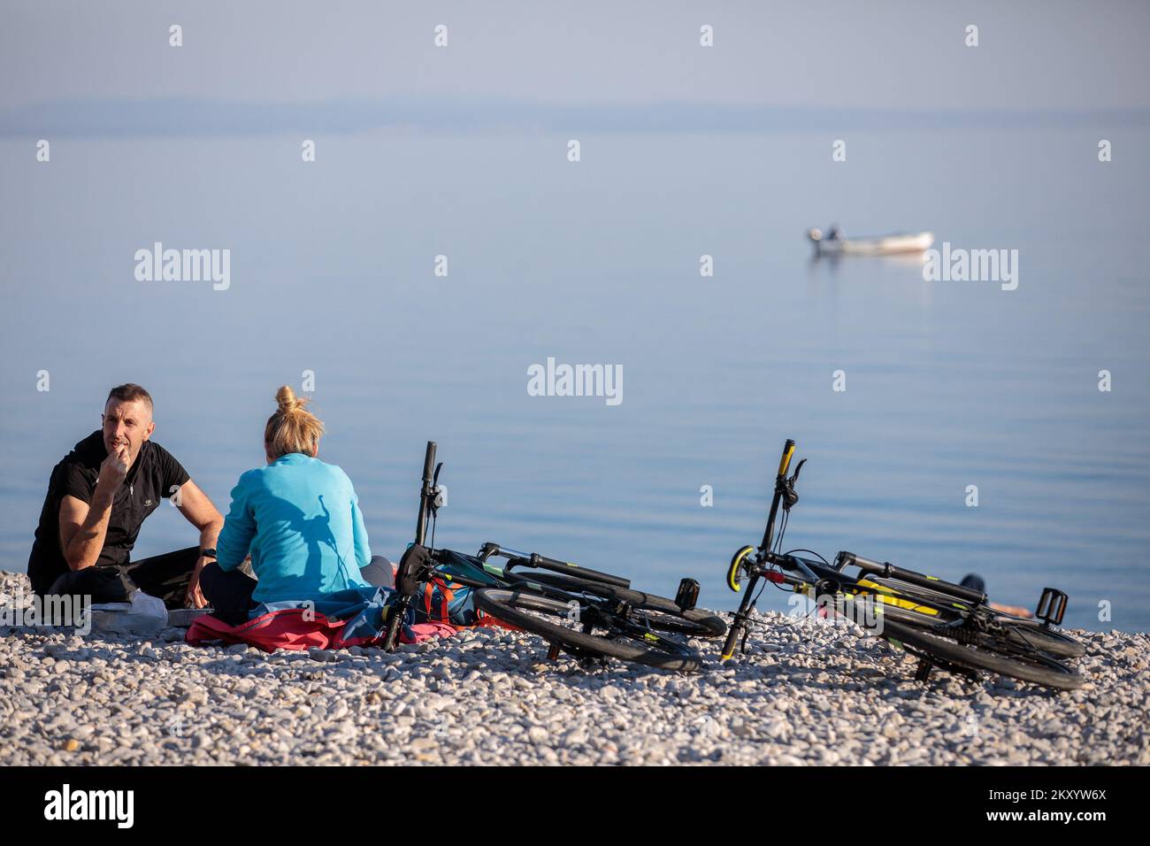 A large number of citizens enjoy in sunny day , in Rijeka, Croatia, on ...