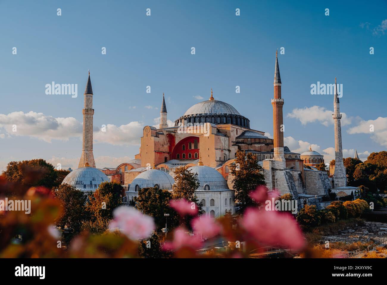 Sunny day architecture and Hagia Sophia Mosque Museum, in Eminonu ...