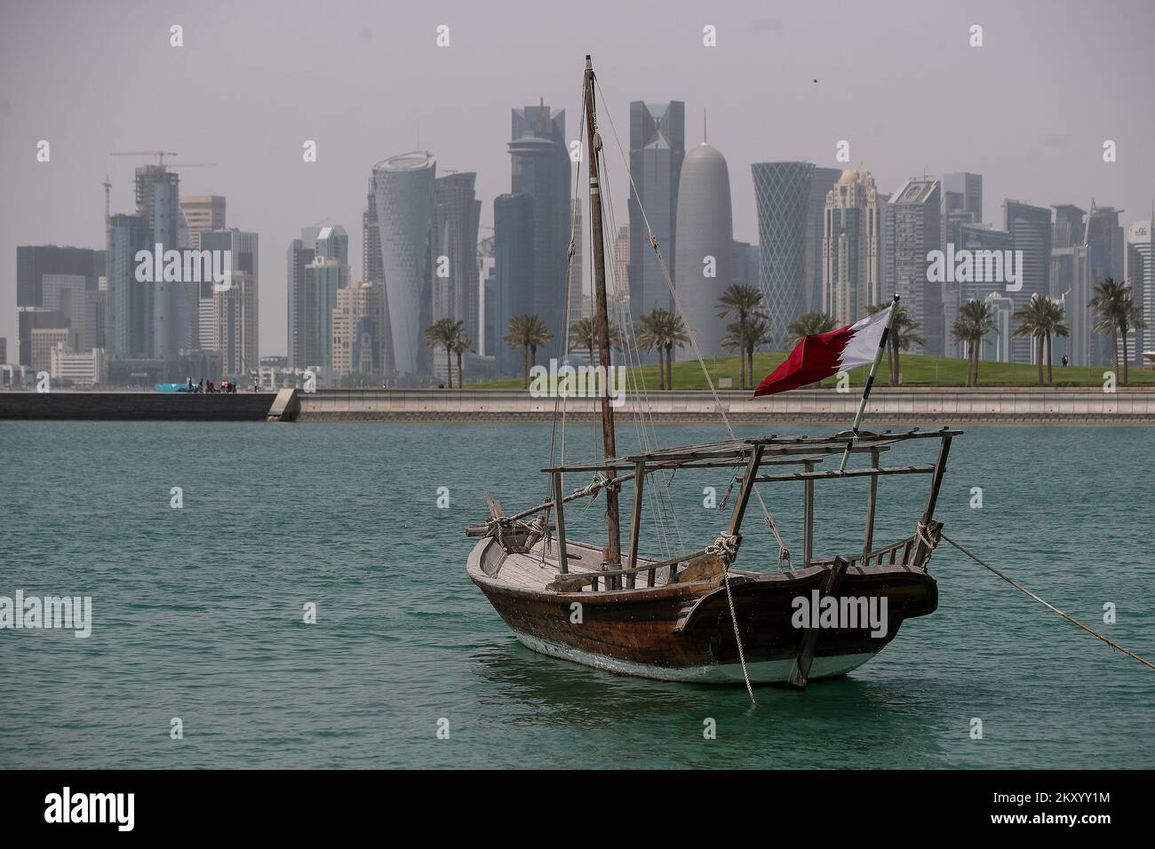 Everyday life in Doha, Qatar on March 25, 2022. Doha is the capital of ...