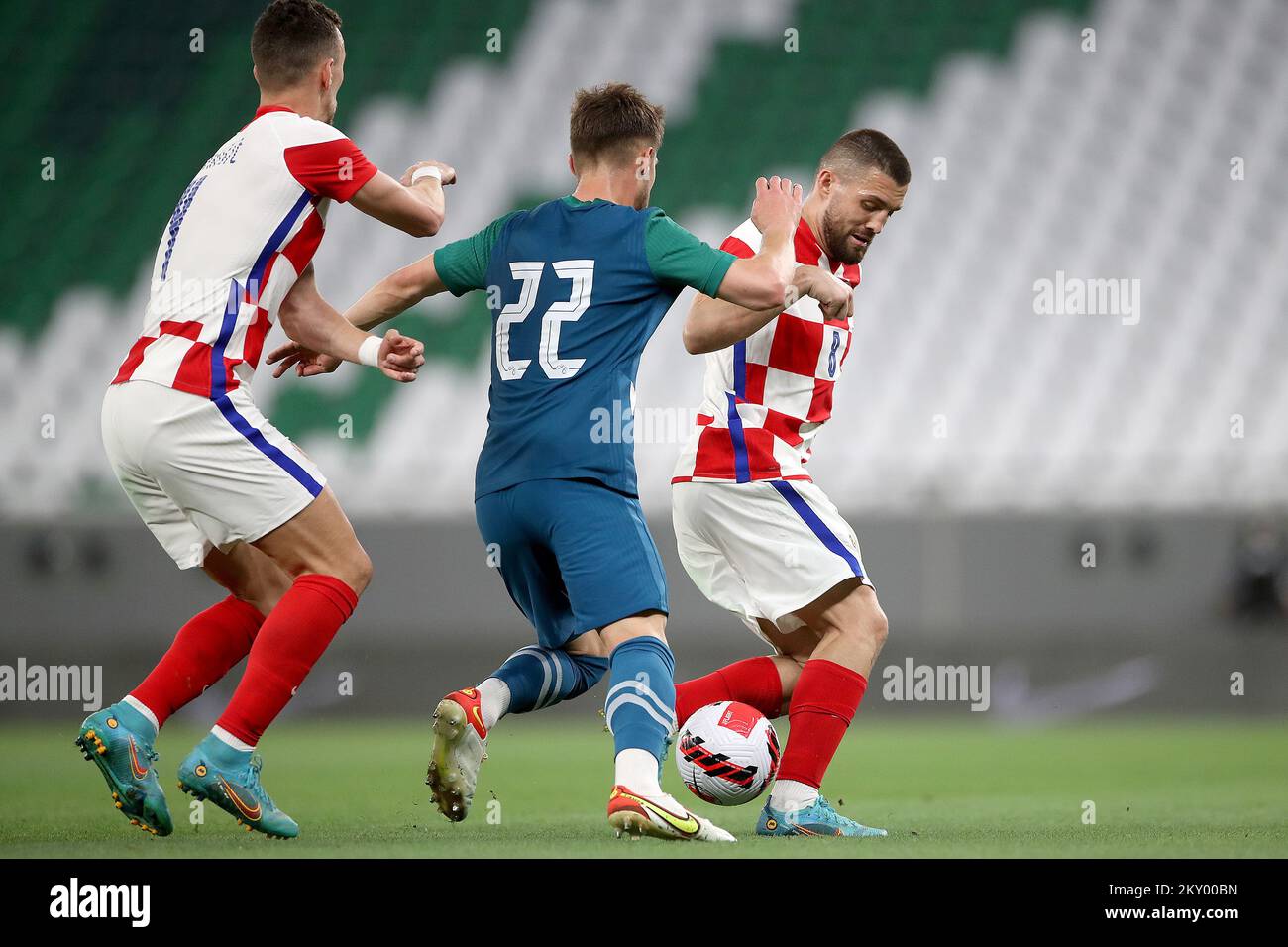 Adam Gnezda CerinÂ of Slovenia in action against Andrej Kramaric of ...