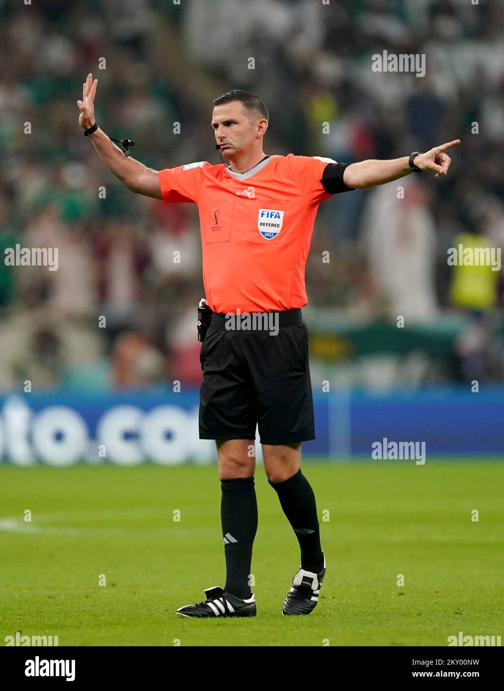 Match referee Michael Oliver during the FIFA World Cup Group C match at ...