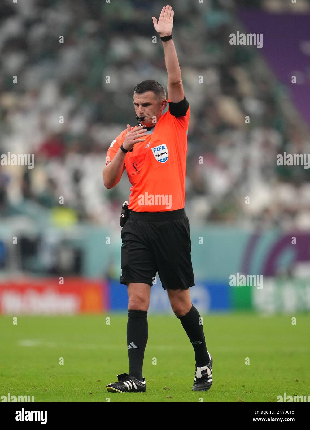 Match referee Michael Oliver during the FIFA World Cup Group C match at ...