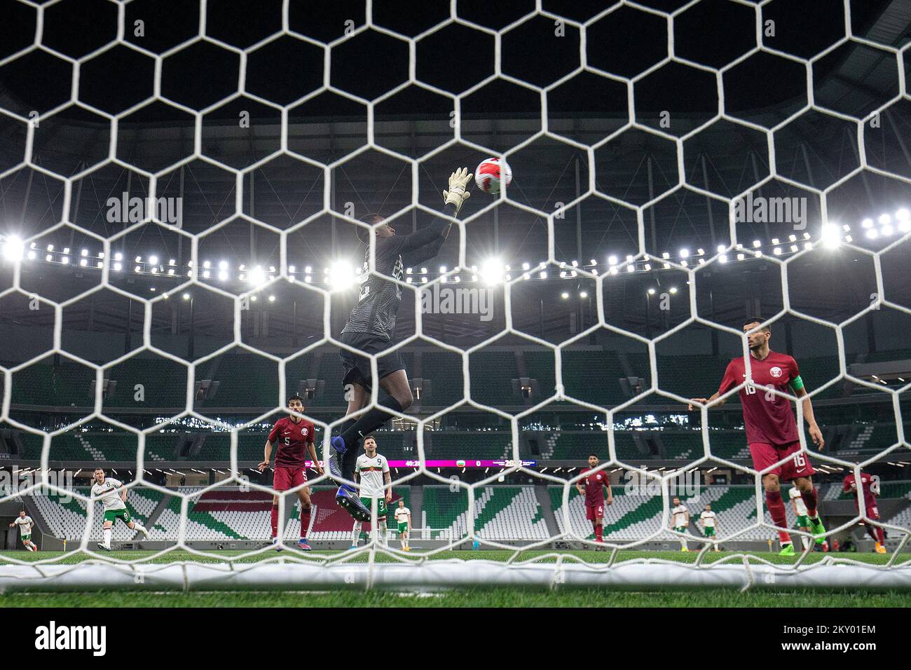 Goalkeeper Meshaal Barsham of Qatar in action during the international ...