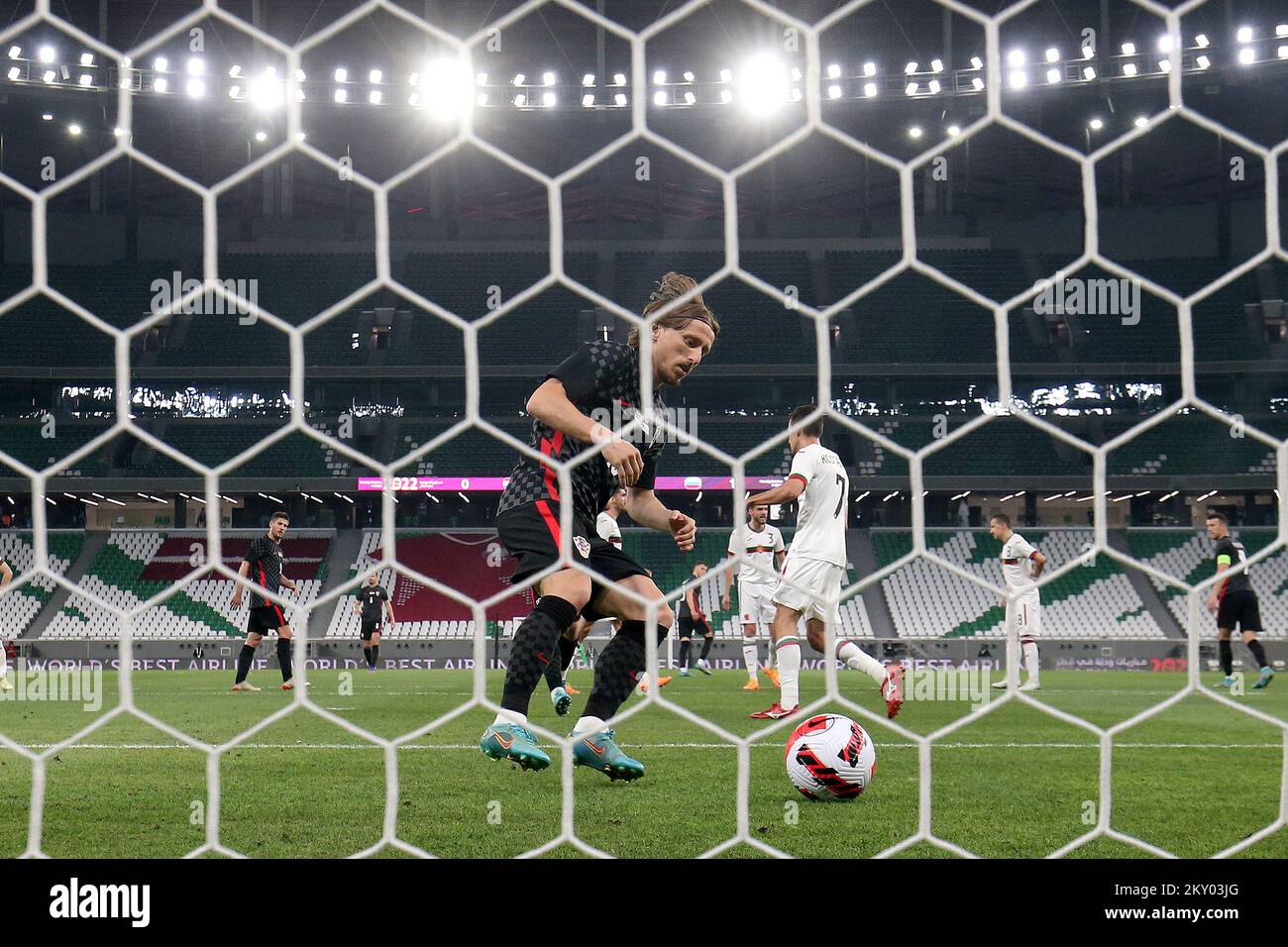 Luka Modric of Croatia shoots a goal on a penalty kick during the ...