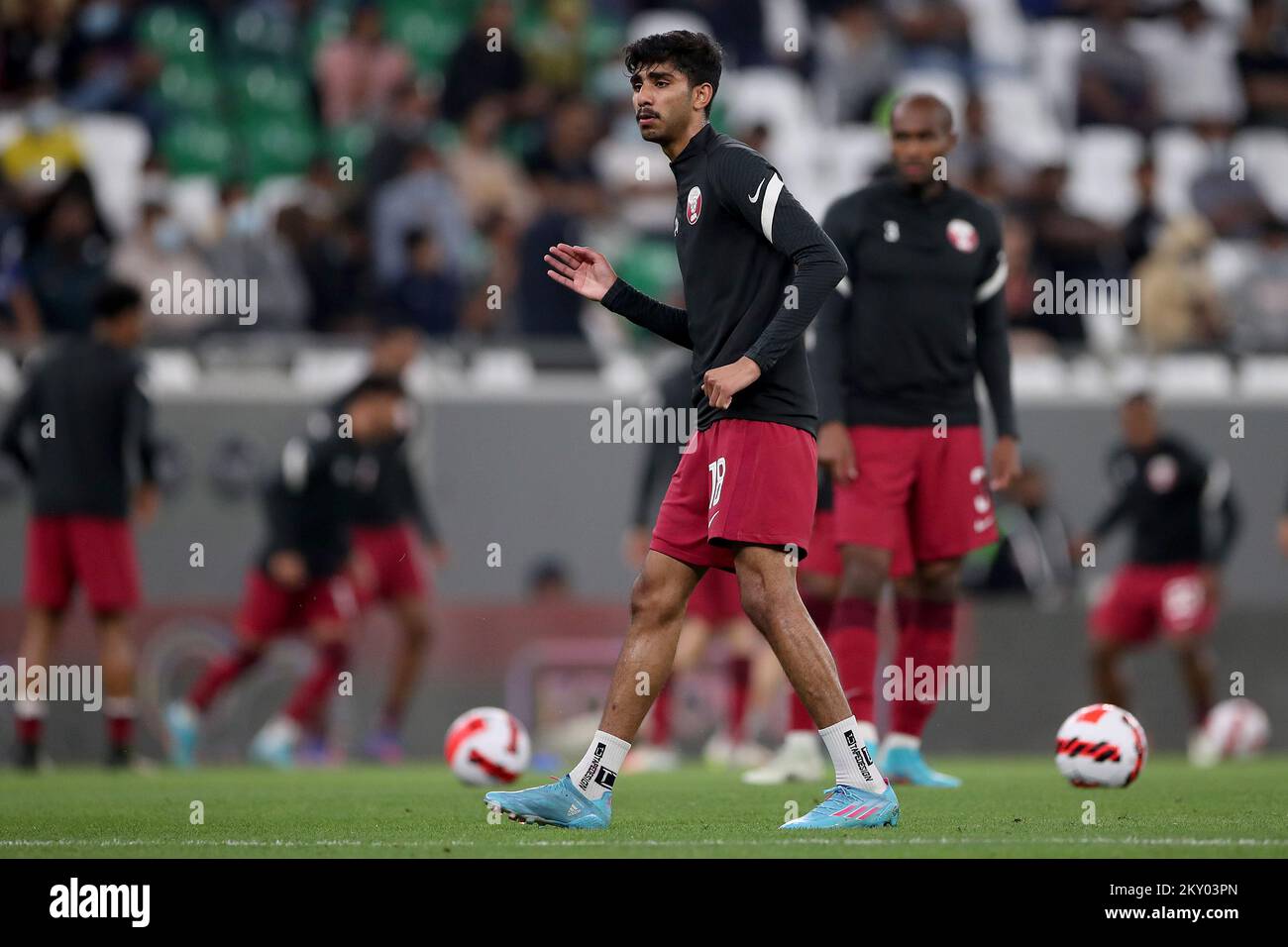 Naif Al Hadhrami of Qatar warm up prior the international friendly ...