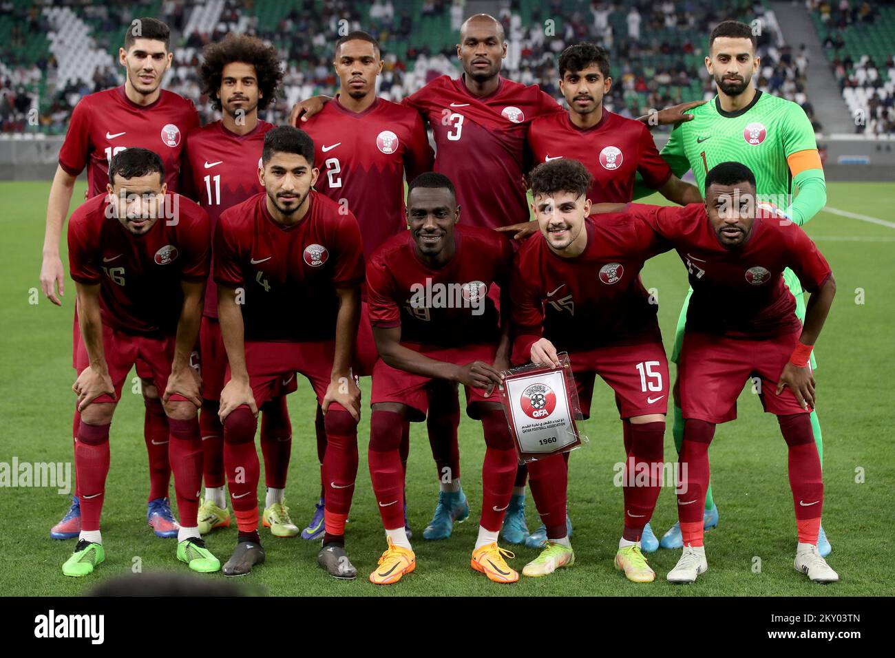 Qatar Players Pose For A Team Photo During The International Friendly Match Between Qatar And