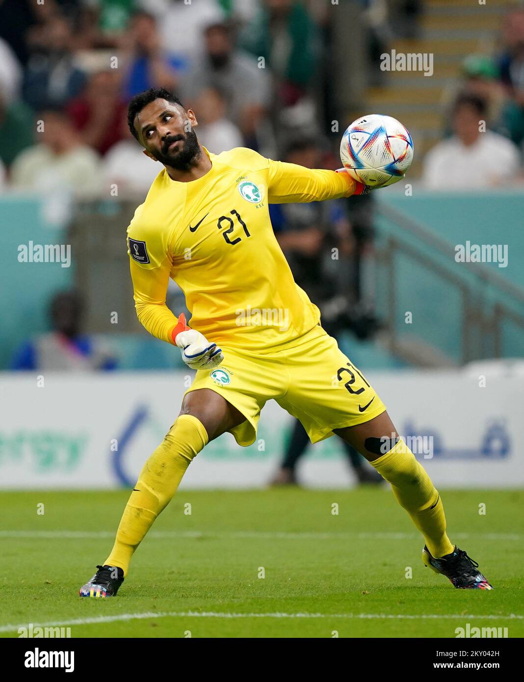 Saudi Arabia goalkeeper Mohammed Al-Owais during the FIFA World Cup Group C match at the Lusail ...