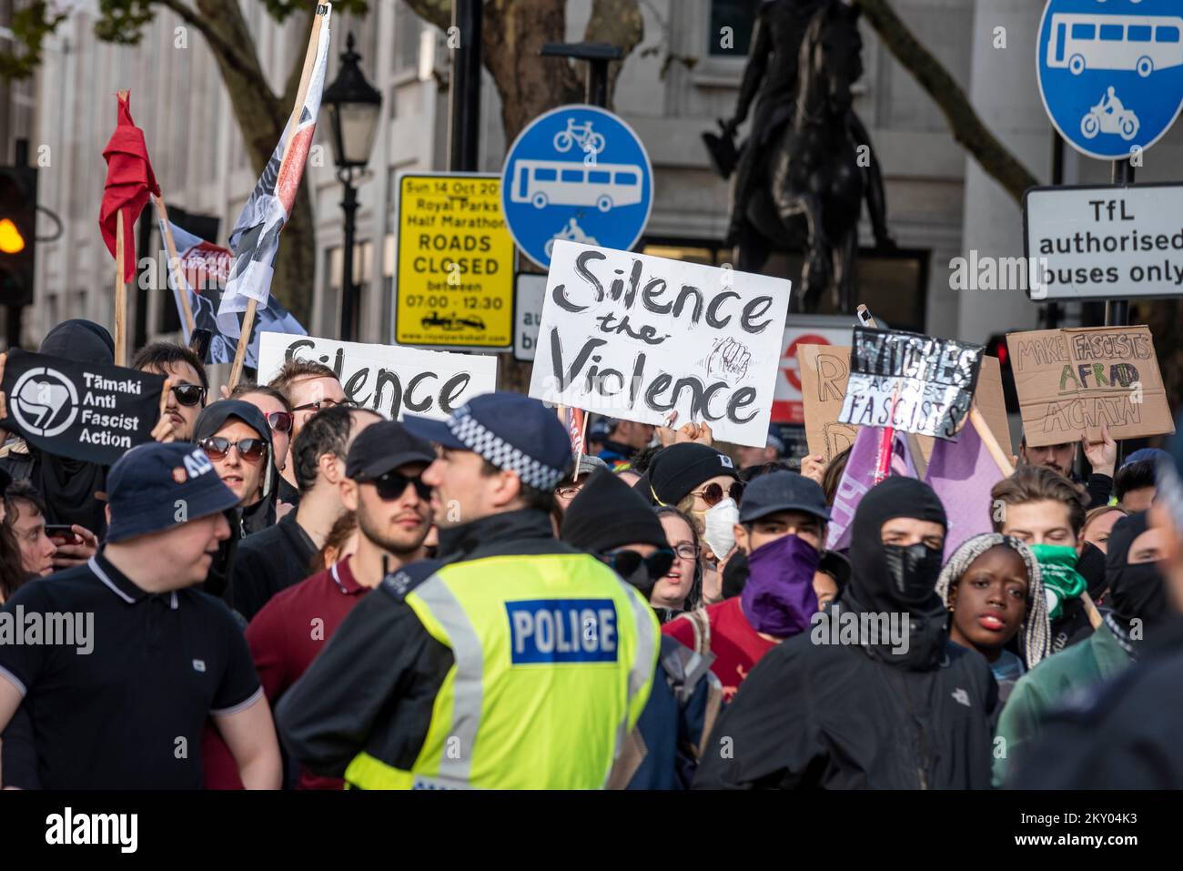 Antifa counter protest as Democratic Football Lads Alliance, DFLA ...