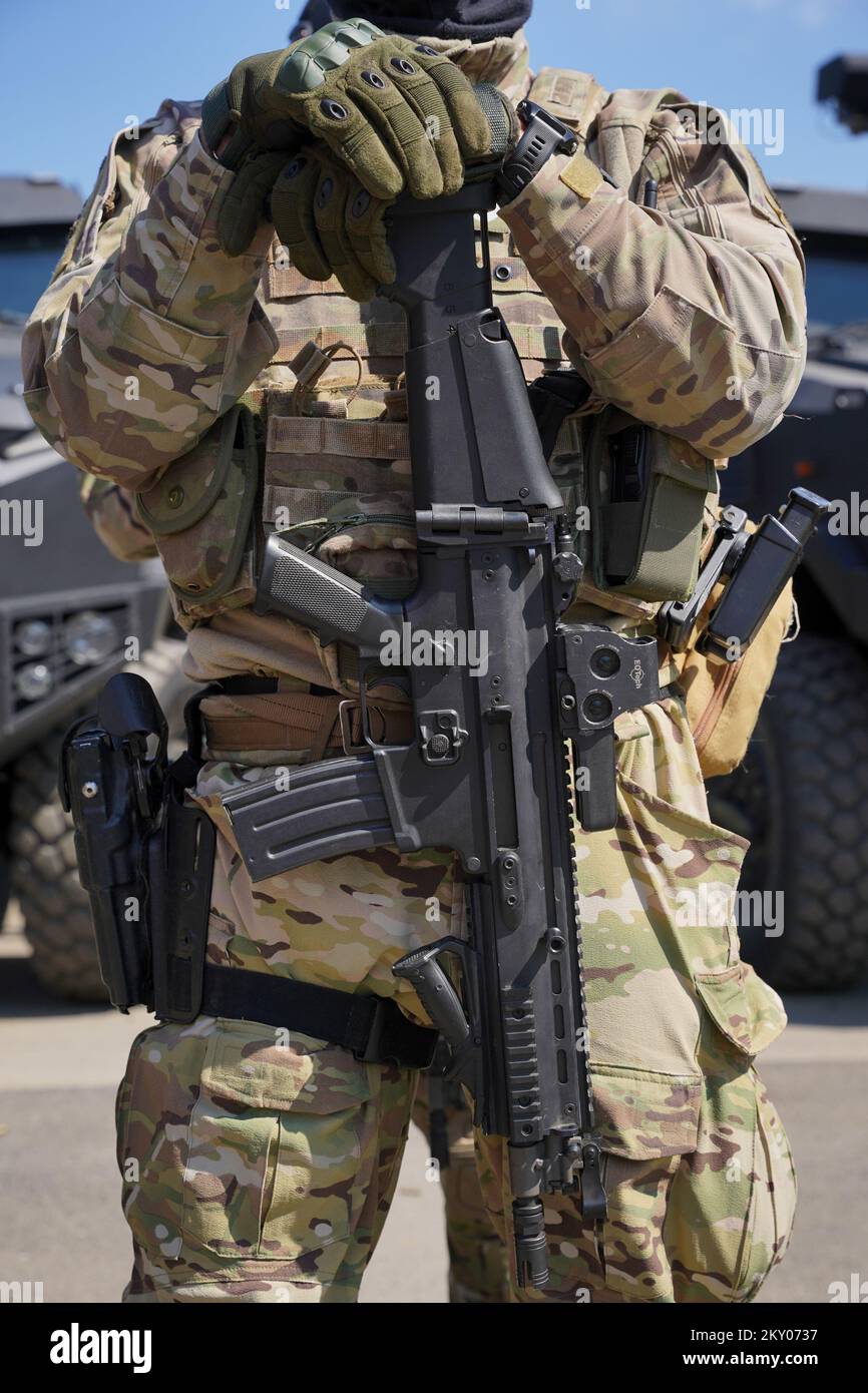 A demonstration exercise at the RS MUP Training Center in Zaluzani near ...