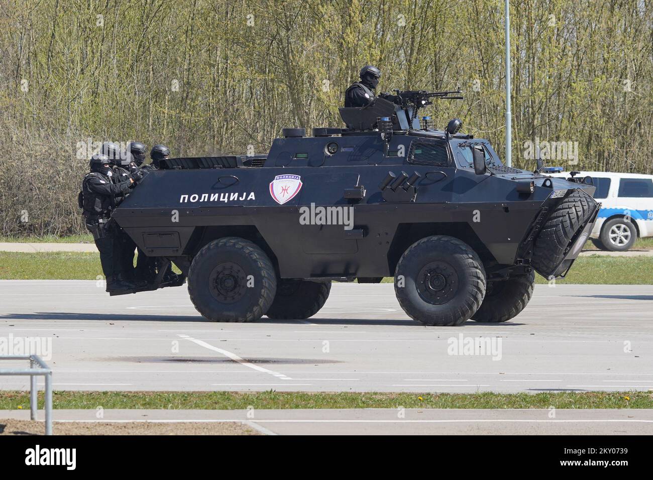 A demonstration exercise at the RS MUP Training Center in Zaluzani near ...