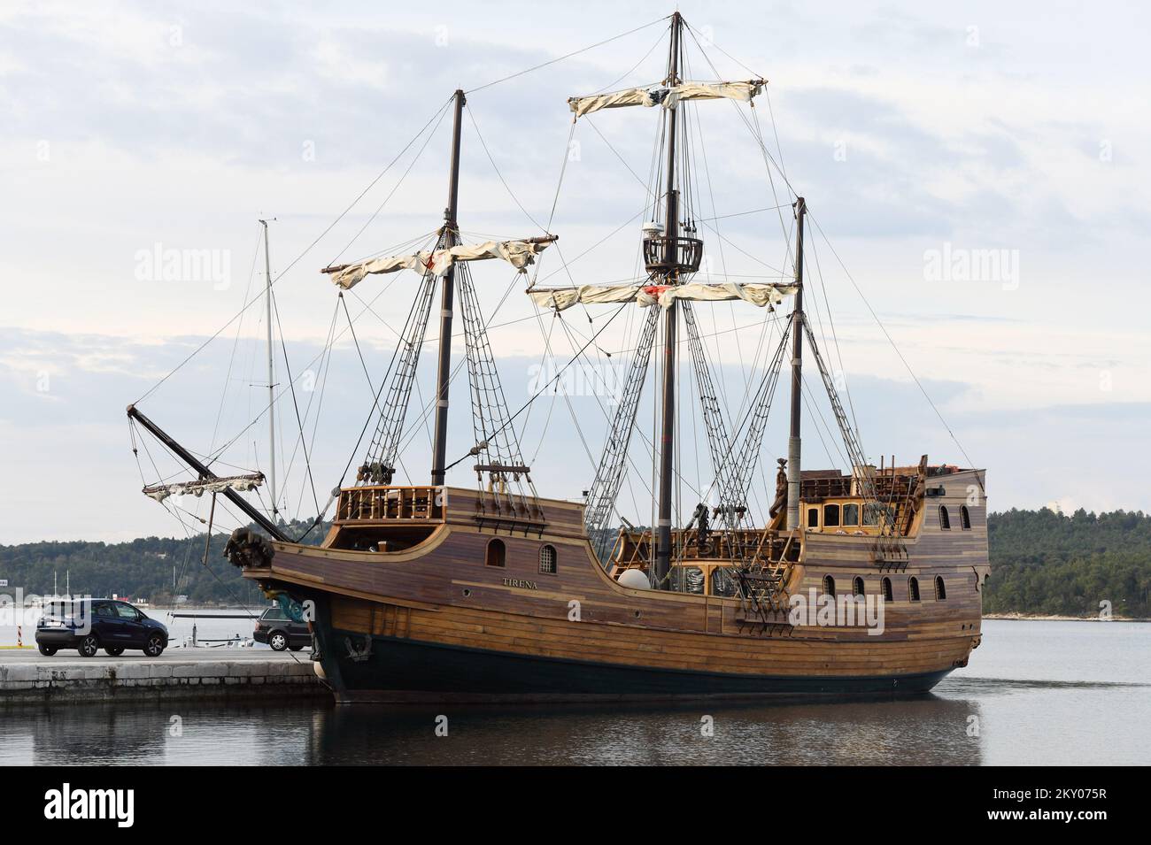 Attractive Galleon Tirena moored to the Sibenik waterfront attracts the ...