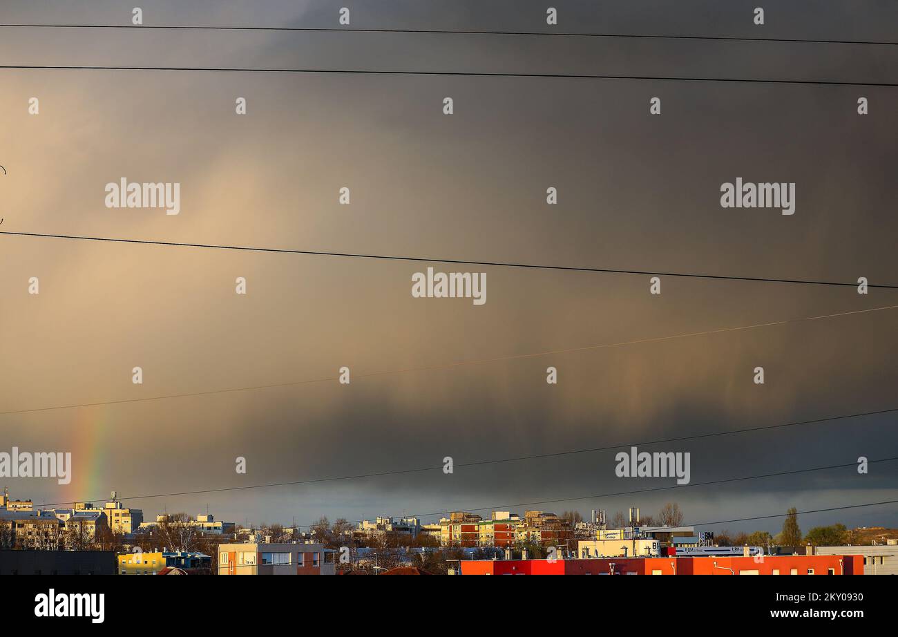 Rainbow above the city seen in Zagreb, Croatia, on April 10, 2022 Photo ...