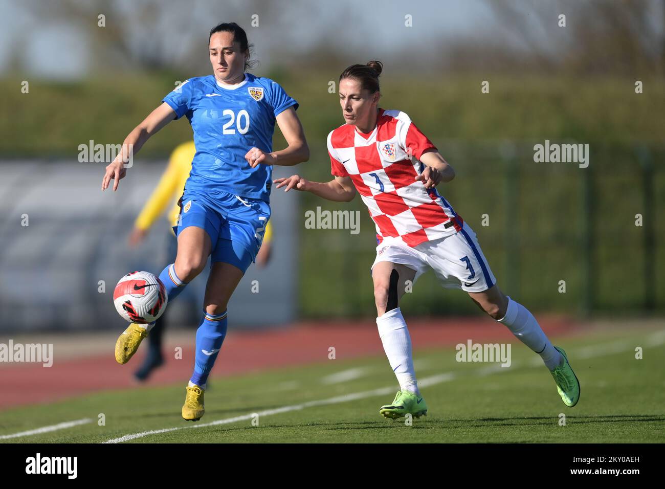 Leonarda Balog and Cristina Carp during the match in Velika Gorica near ...