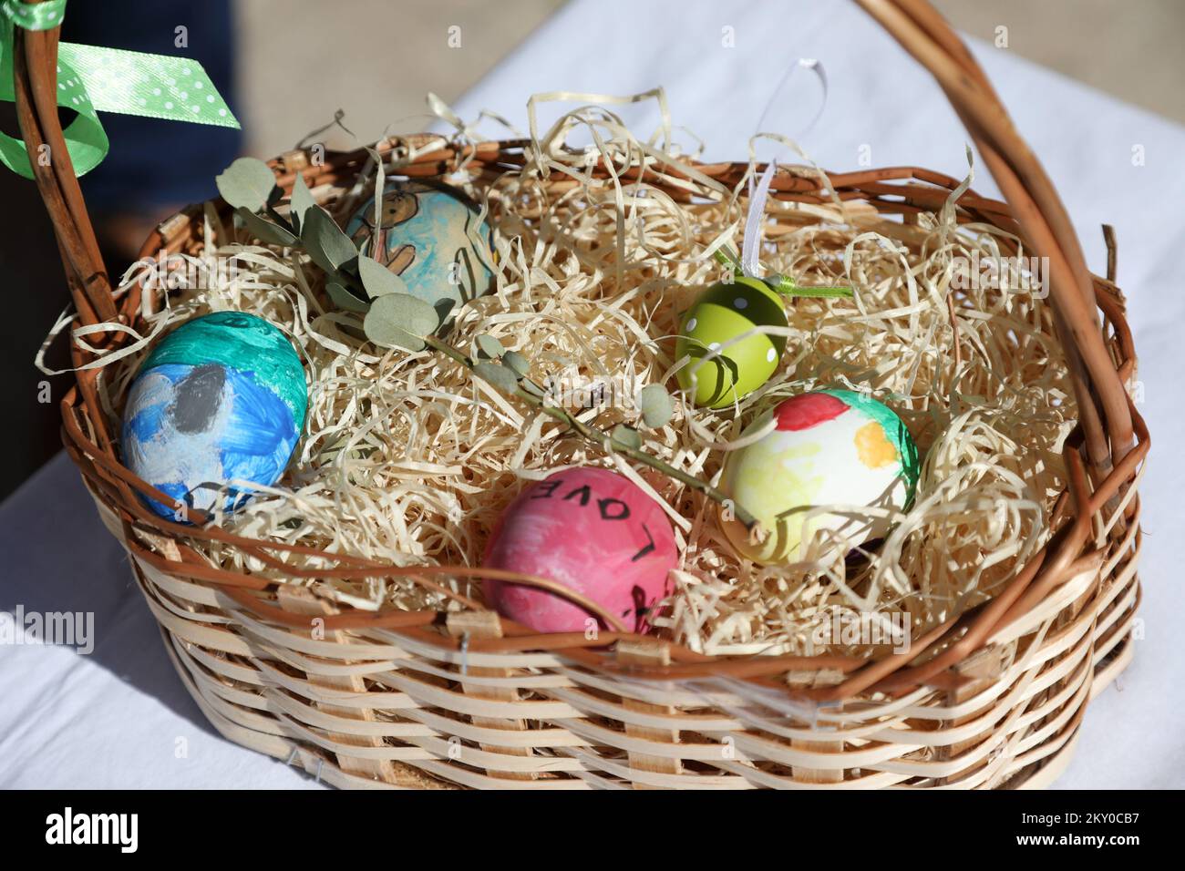 Eggs are seen during 10th Easter egg tapping tournament in Vodice ...