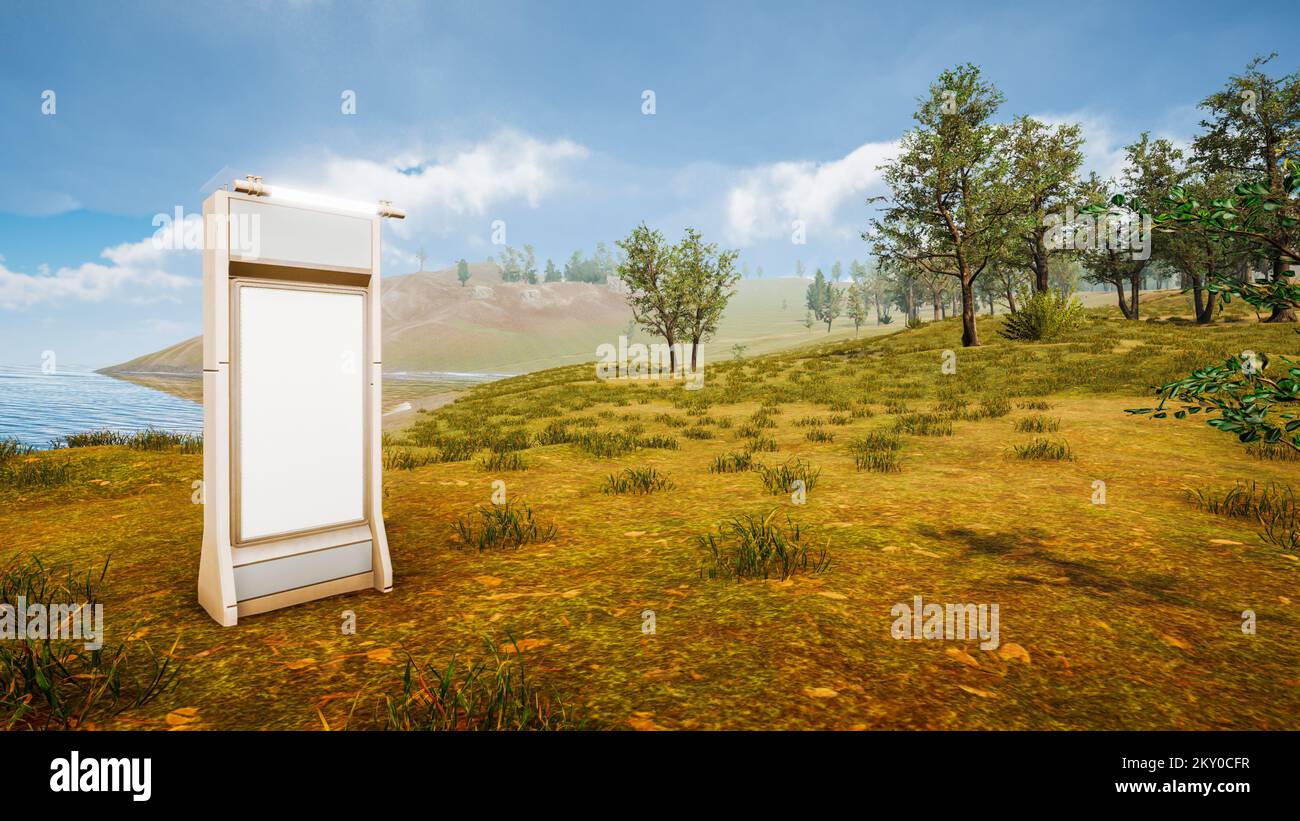 3D rendering. Outside mockup with natural environment, advertising in ...