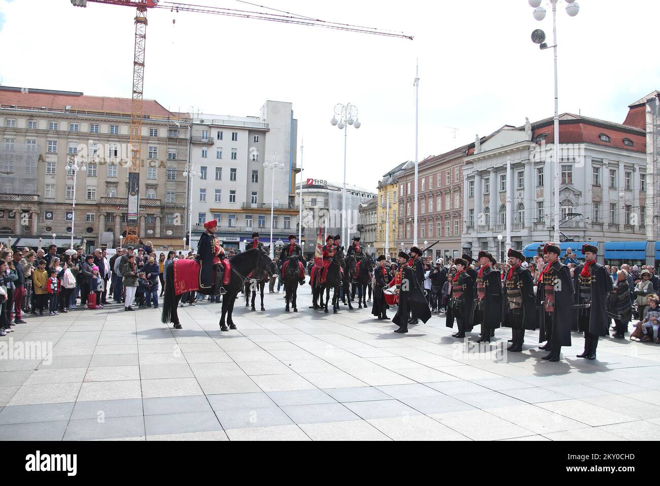 Soldiers of The Cravat Regiment in traditional military uniforms attend ...