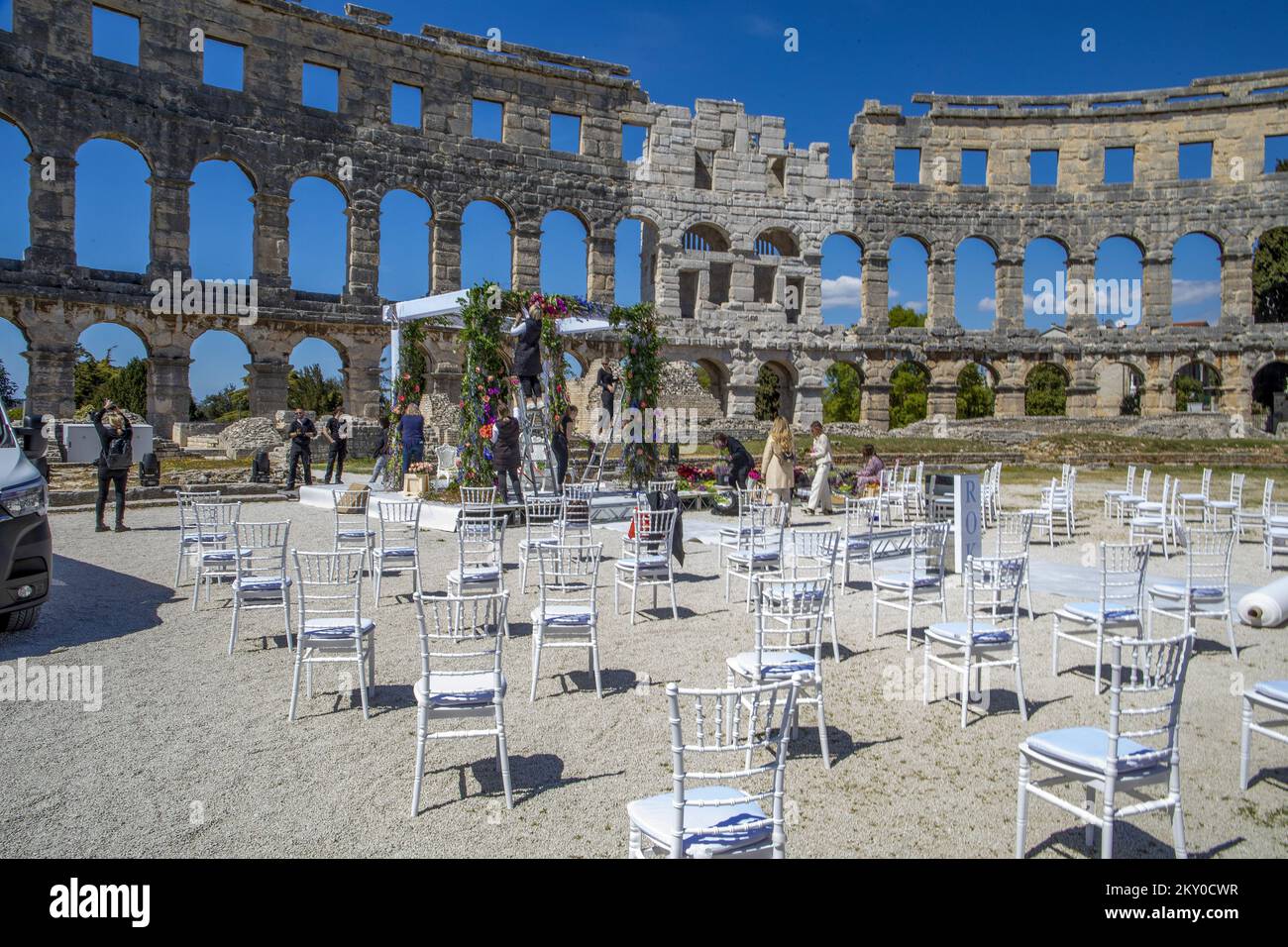 A stylized shooting at the Pula Amphitheater under the direction of ...