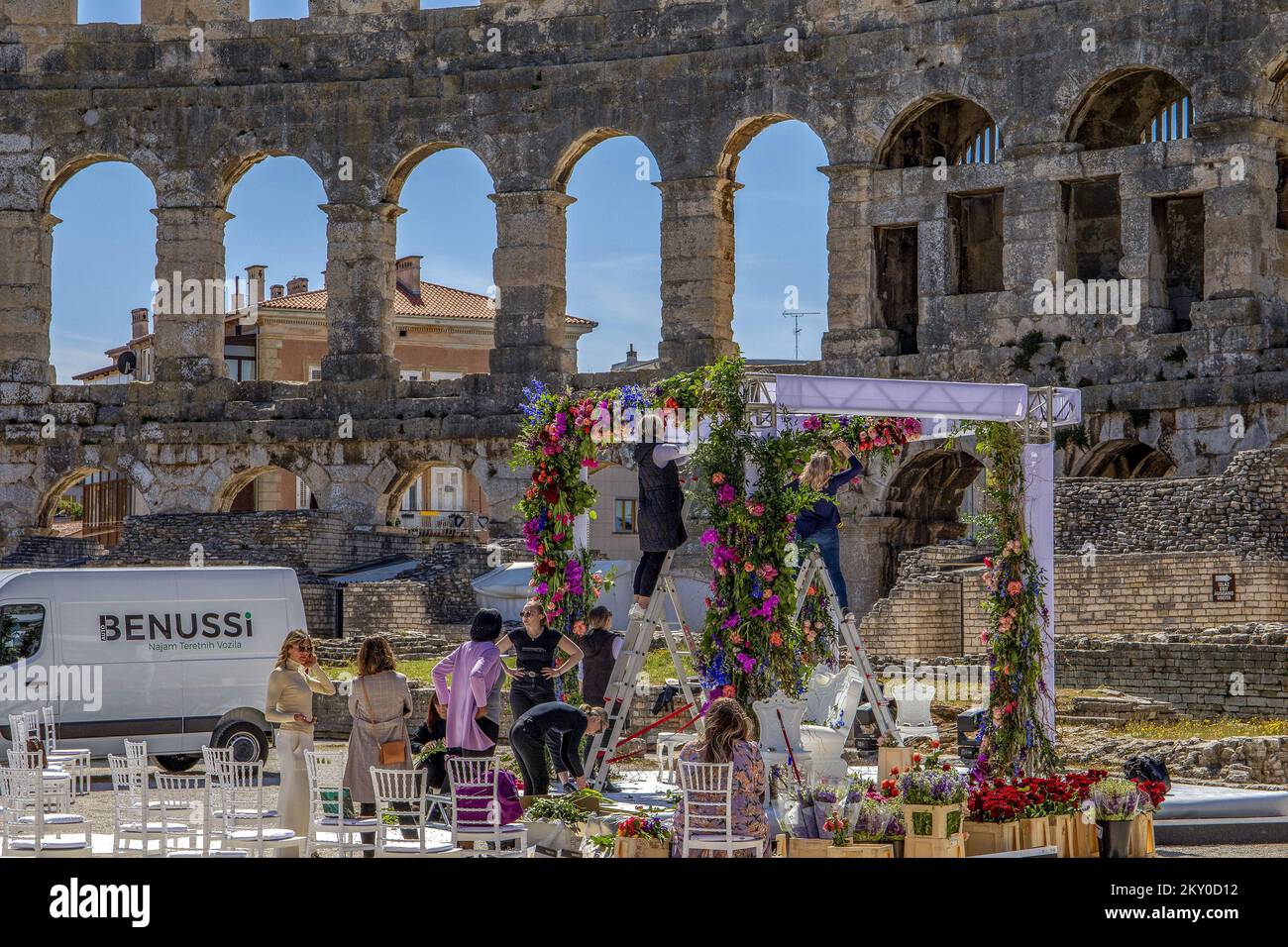 A stylized shooting at the Pula Amphitheater under the direction of ...