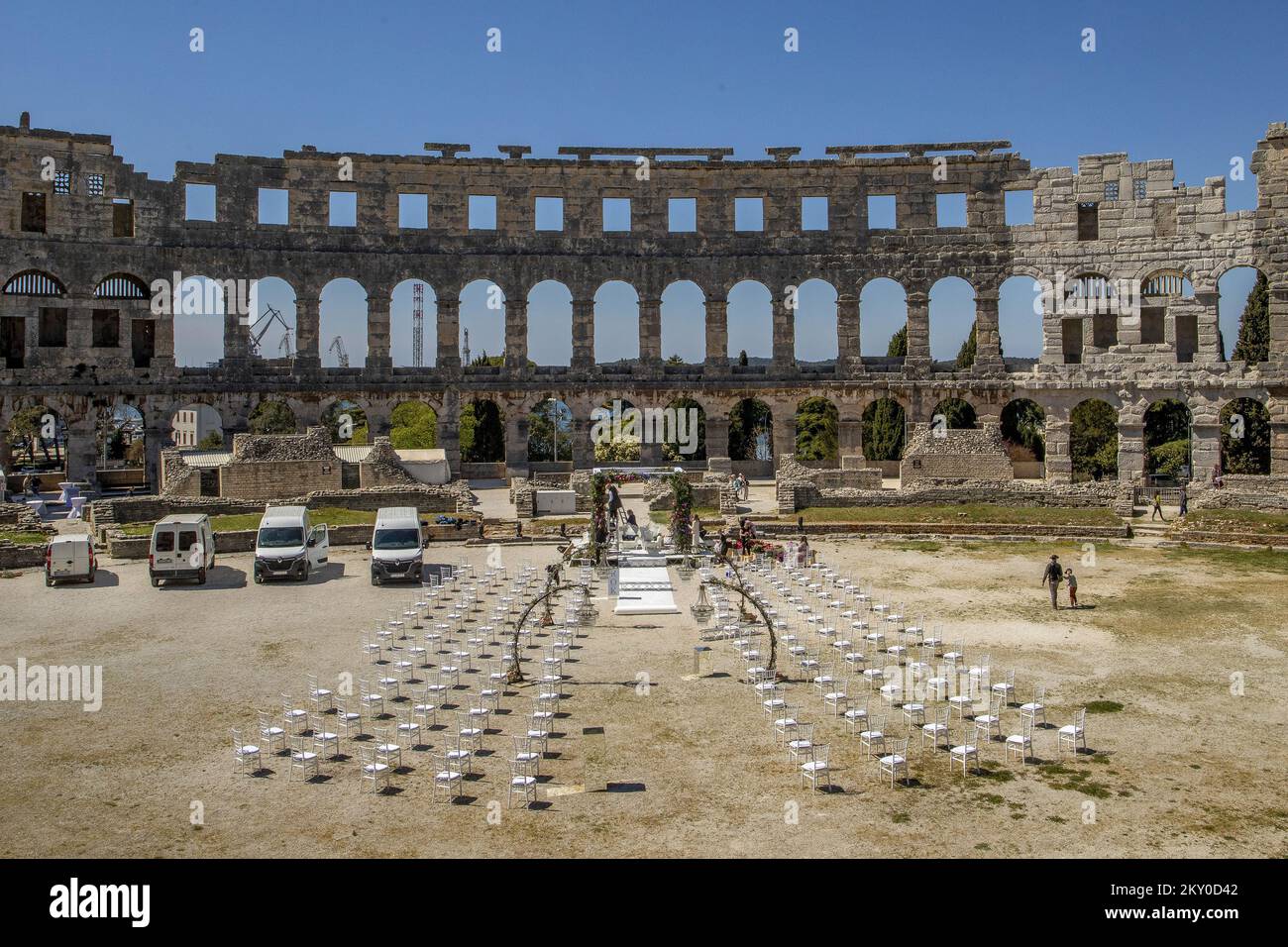 A stylized shooting at the Pula Amphitheater under the direction of ...