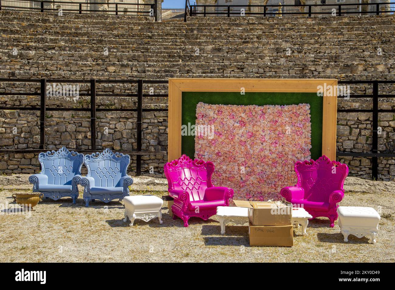 A stylized shooting at the Pula Amphitheater under the direction of ...