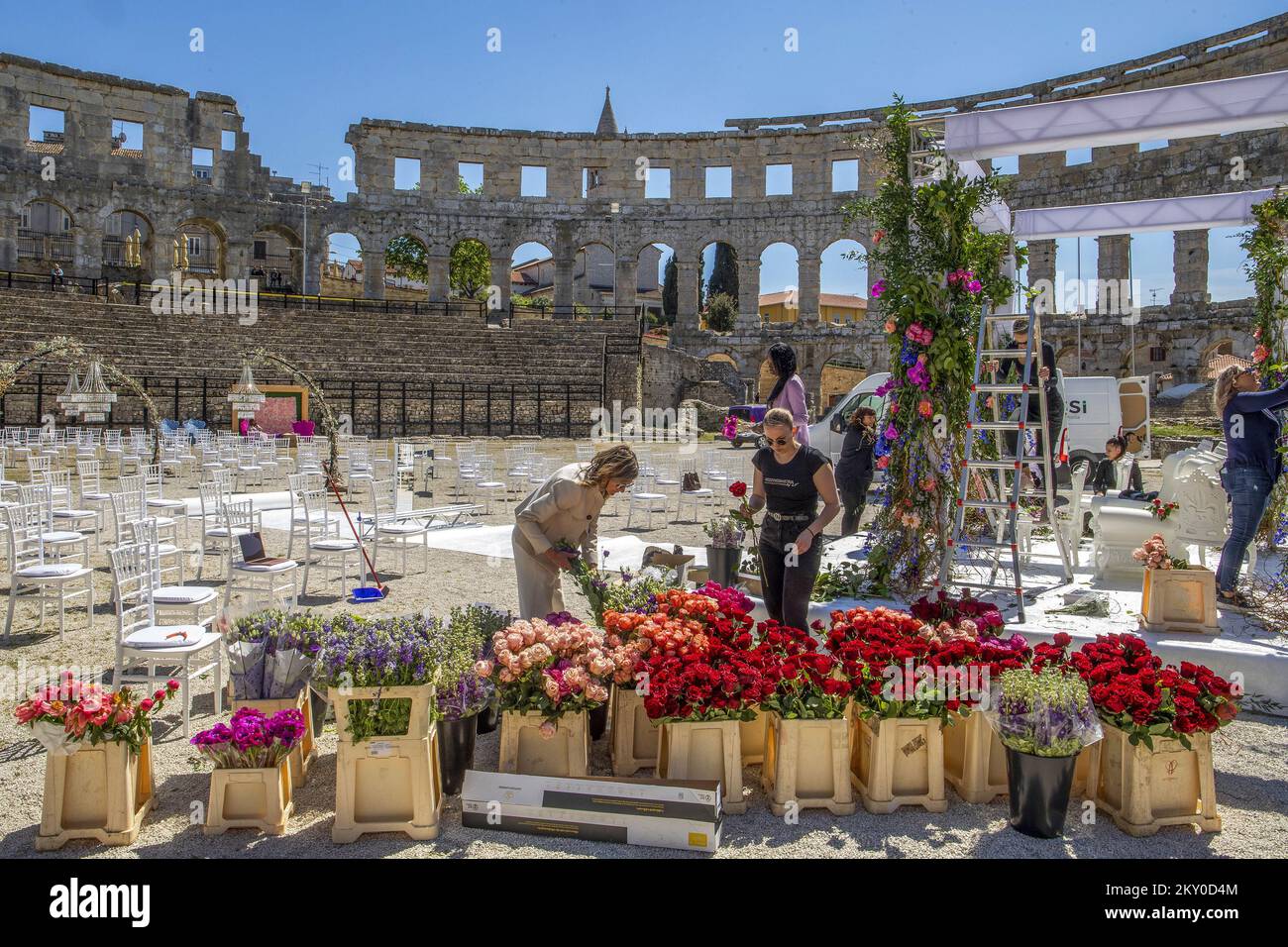 A stylized shooting at the Pula Amphitheater under the direction of ...