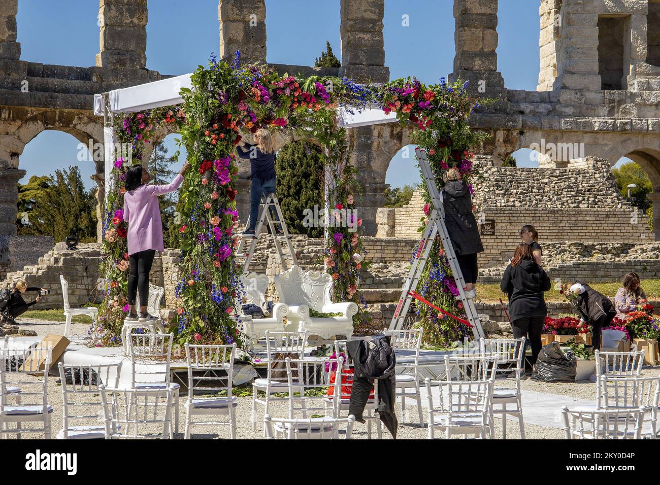 A stylized shooting at the Pula Amphitheater under the direction of ...